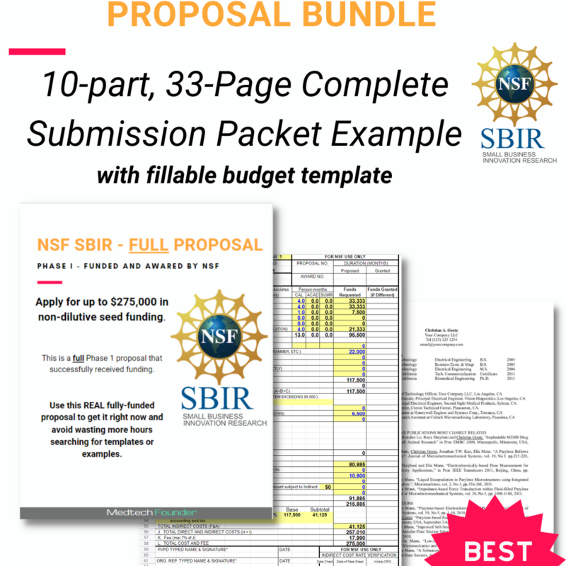Proposal Example - NSF SBIR Phase 1 - Medtech Founder